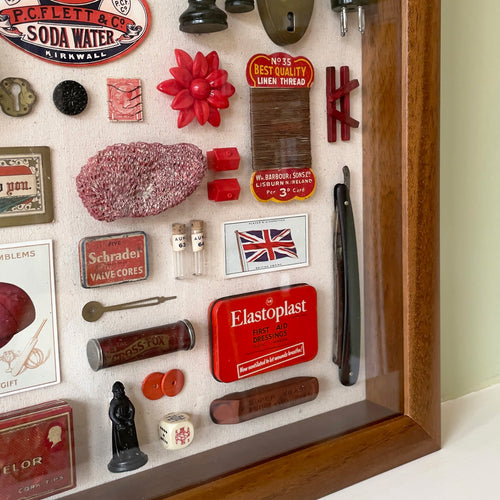 Composition in Red & Gold – Unique Vintage Object Artwork